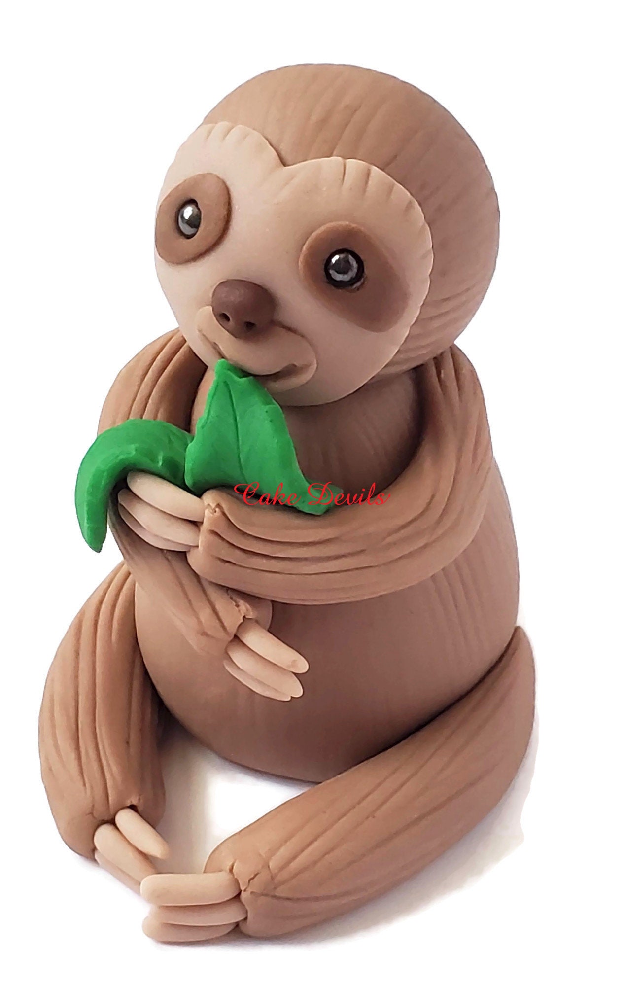 Fondant Sloth Cake Topper Eating Leaves, Handmade Sloth Cake ...