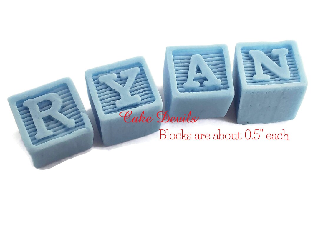 Fondant Small Baby Blocks Cake Decorations, Half Inch Baby Blocks Baby ...