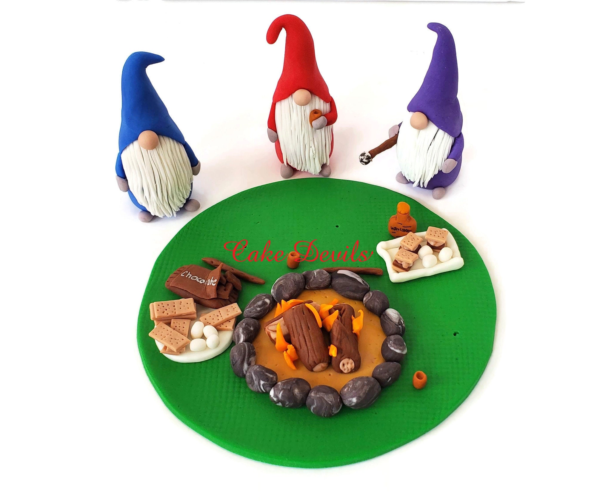 Fondant Gnomes Cake Topper Gnomes Cake Decorations Around a - Etsy