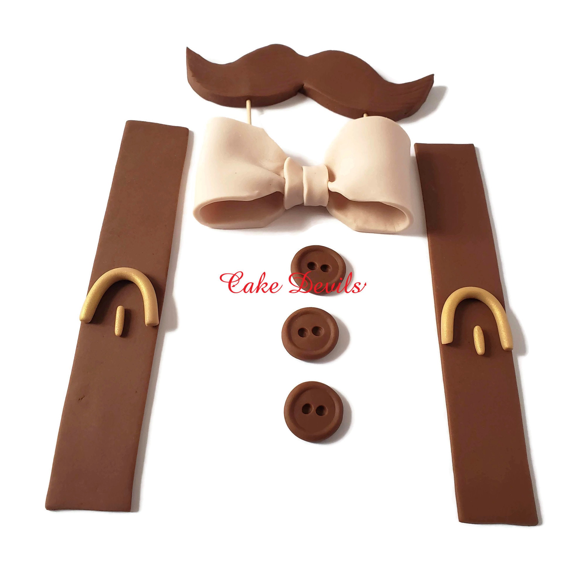 Fondant Little Man Cake Toppers, Mustache, Bow Tie, and Suspenders ...