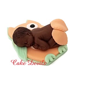 Owl Baby Shower Cake Topper, Woodland Sleeping Baby, Fondant, Owl ...