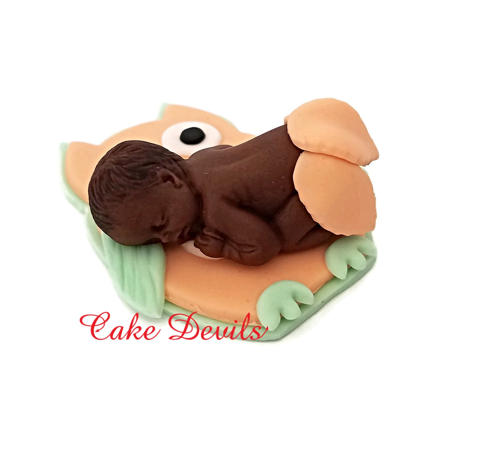 Owl Baby Shower Cake Topper, Woodland Sleeping Baby, Fondant, Owl ...