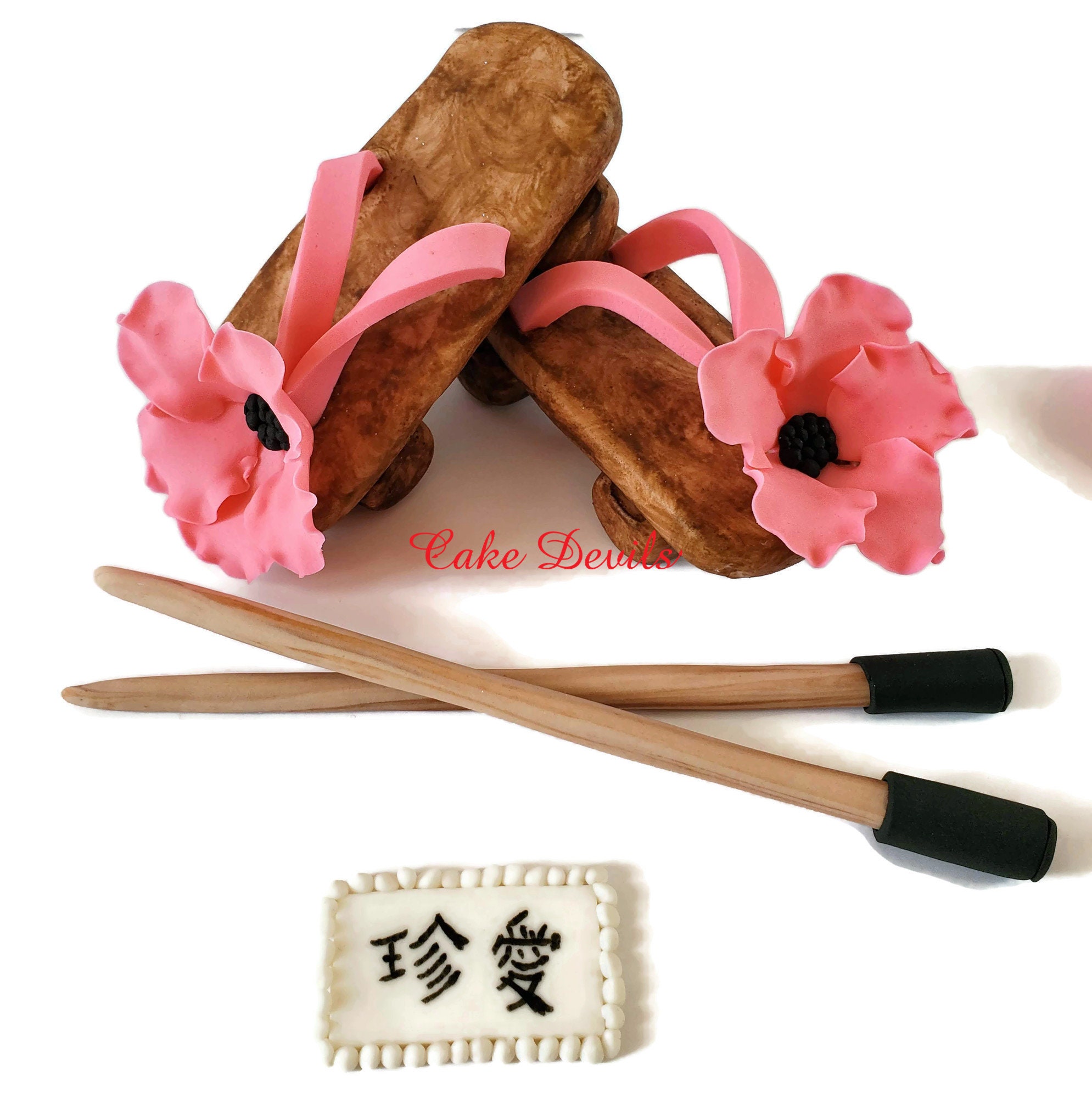 Fondant Chopsticks Cake Topper, Handmade Sugar Japanese Food Cake ...