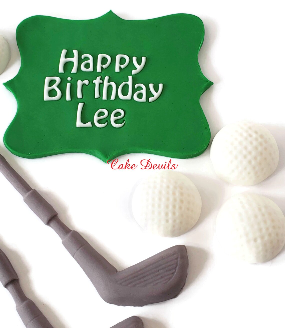 Fondant Golf Cake Toppers Golf Clubs Golf Balls and Plaque | Etsy