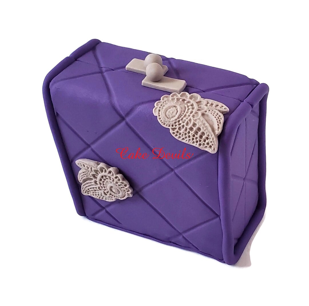 Fondant Purse Cake Topper With Lace Embroidery, Handmade Gumpaste ...