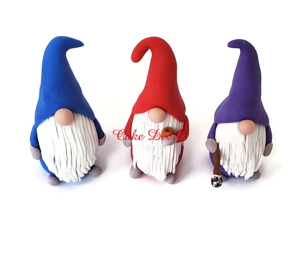 Fondant Gnomes Cake Topper Gnomes Cake Decorations Around a - Etsy