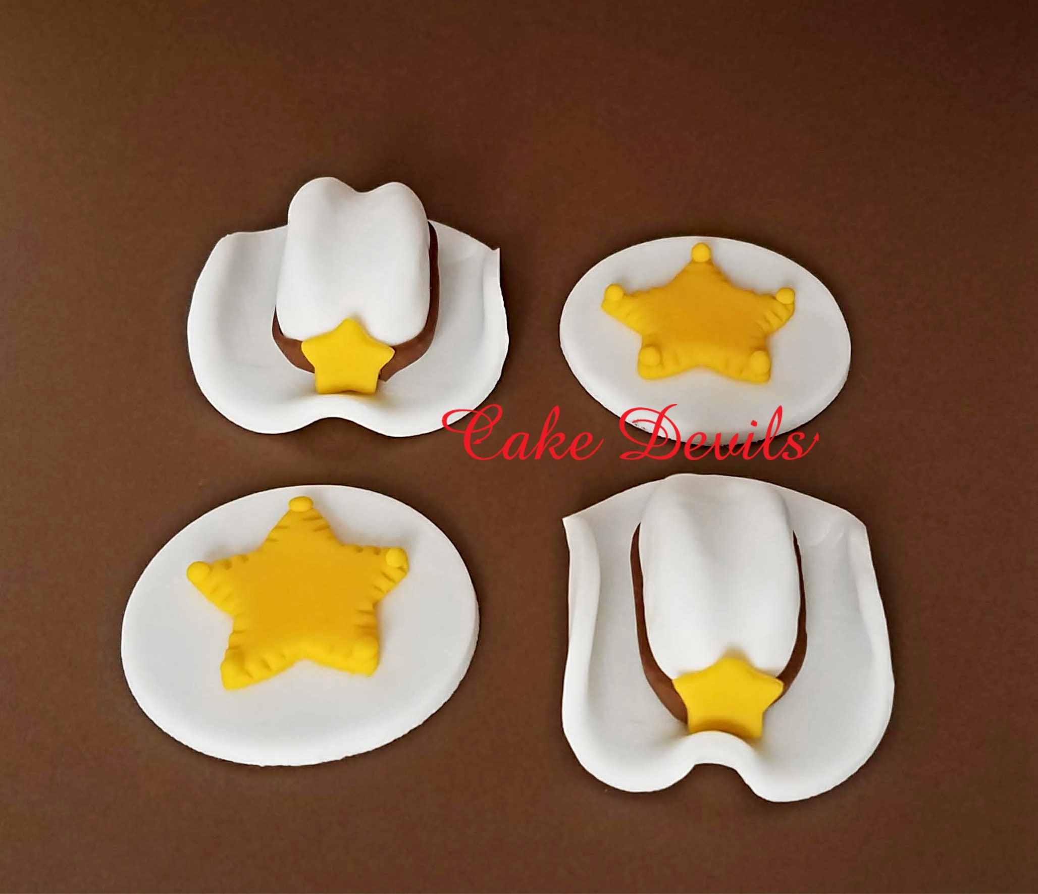 Cowboy Hat Fondant Cupcake Toppers Handmade Edible Cowgirl - Etsy