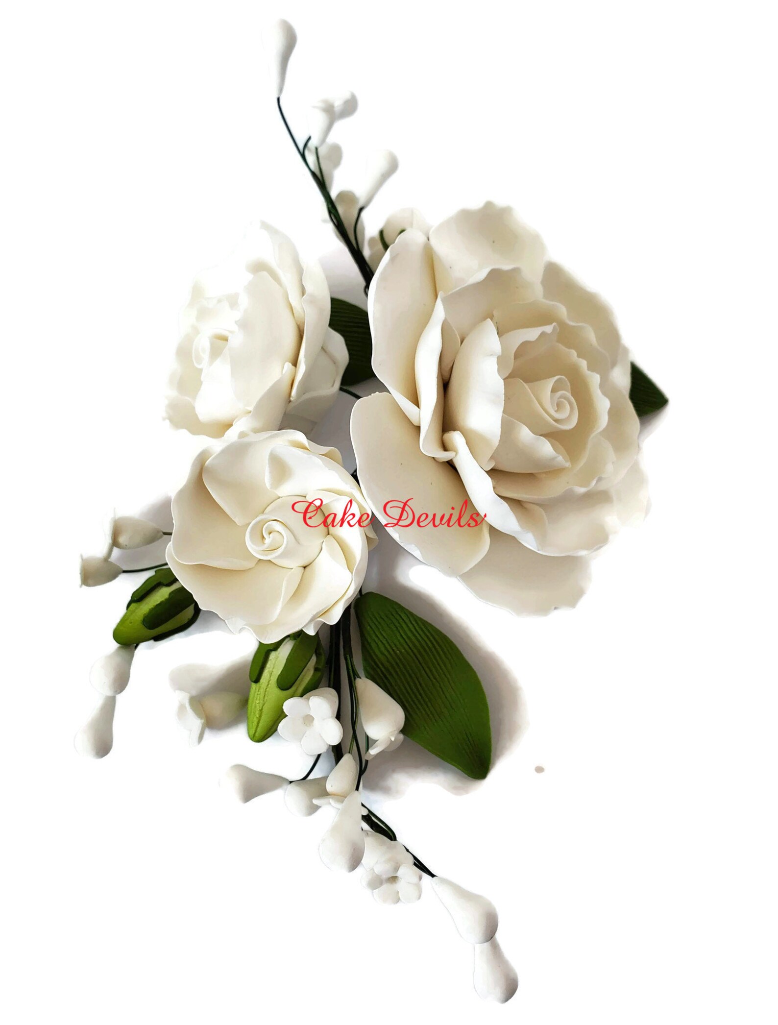 Fondant Gardenia Cake Topper Spray, Large Flowers, Floral Wedding Cake ...
