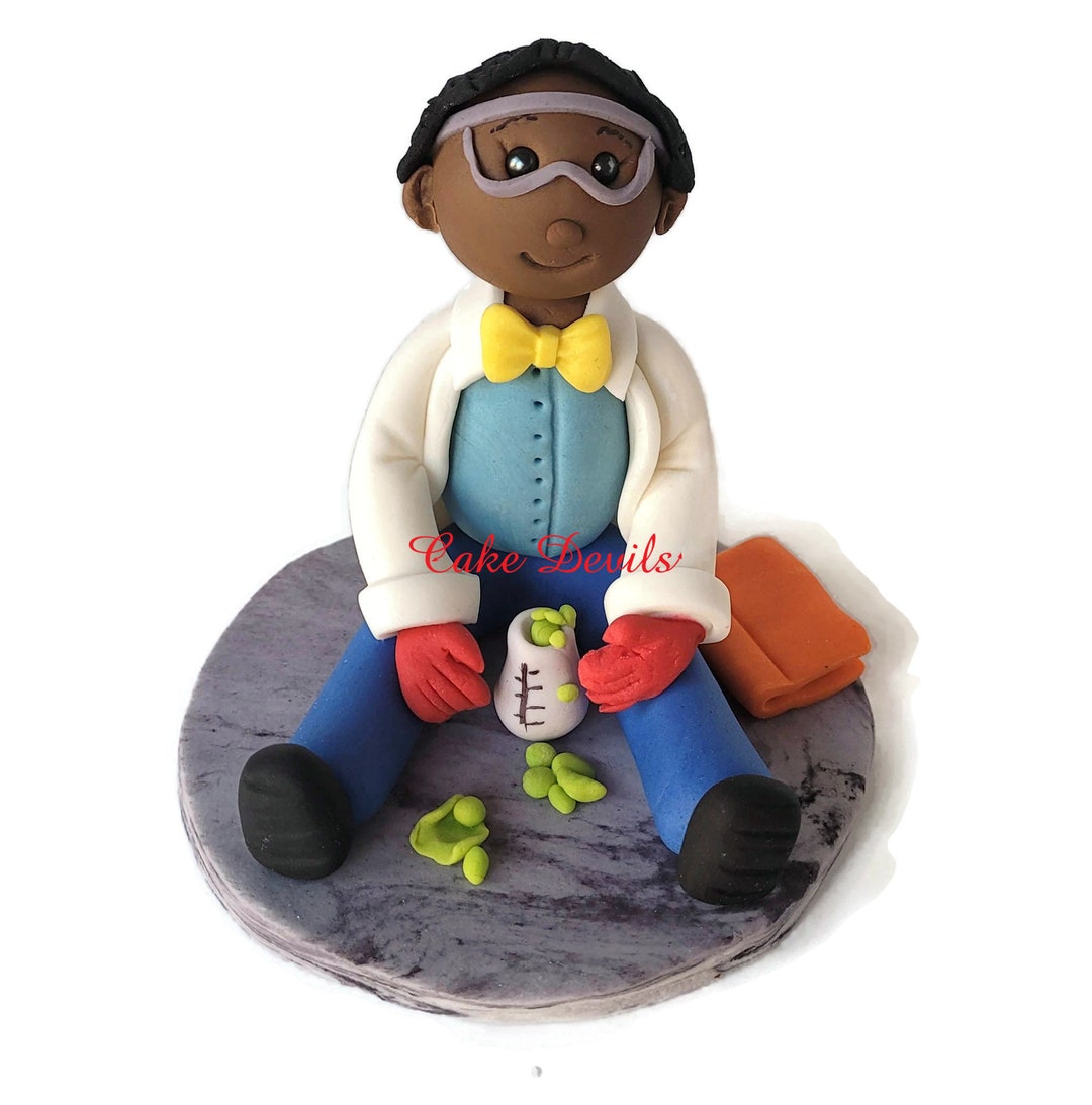 Scientist Cake Topper, Handmade Fondant Cake Decoration, Science ...