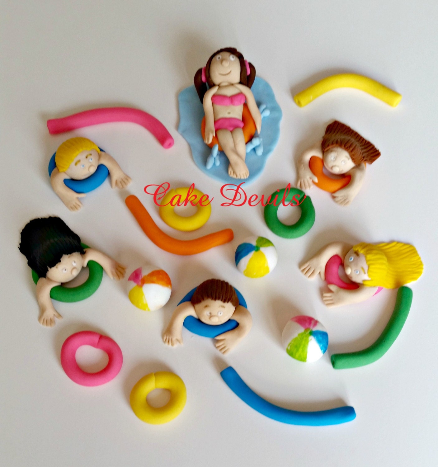 Pool Party Fondant Cakes