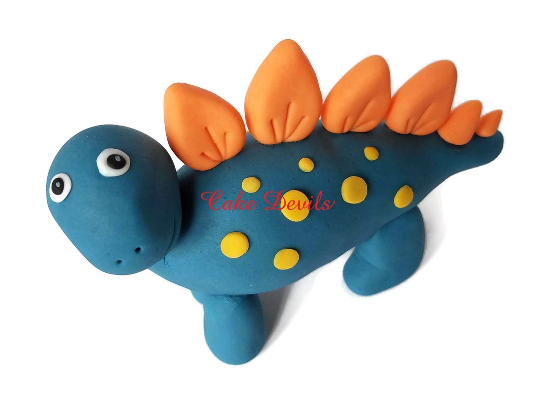 Fondant Dinosaur Cake Topper Standing up With Spikes, Handmade Edible ...
