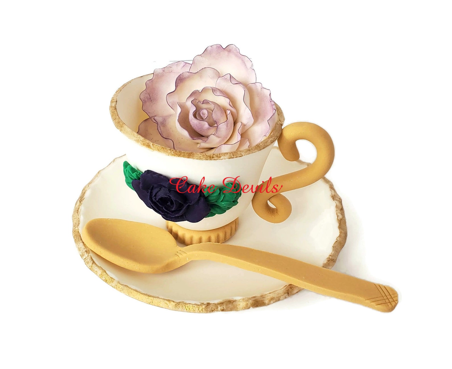 Fondant Tea Party Cake Toppers Tea Cup and Saucer Roses - Etsy