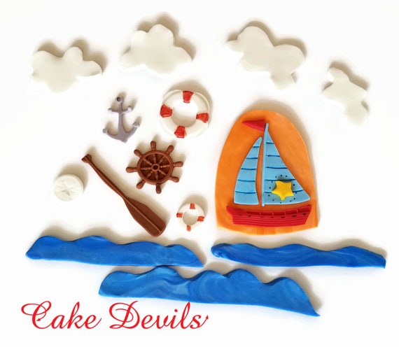 Sailboat Fondant Cake Topper Kit - On The Go Fondant Toppers, Nautical ...