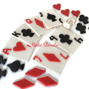 Fondant Casino Cake Toppers, Handmade Edible, Playing Cards Cake ...