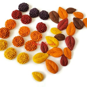 Fall Fondant Mum Flowers and Autumn Fondant Leaves Cake Decorations ...