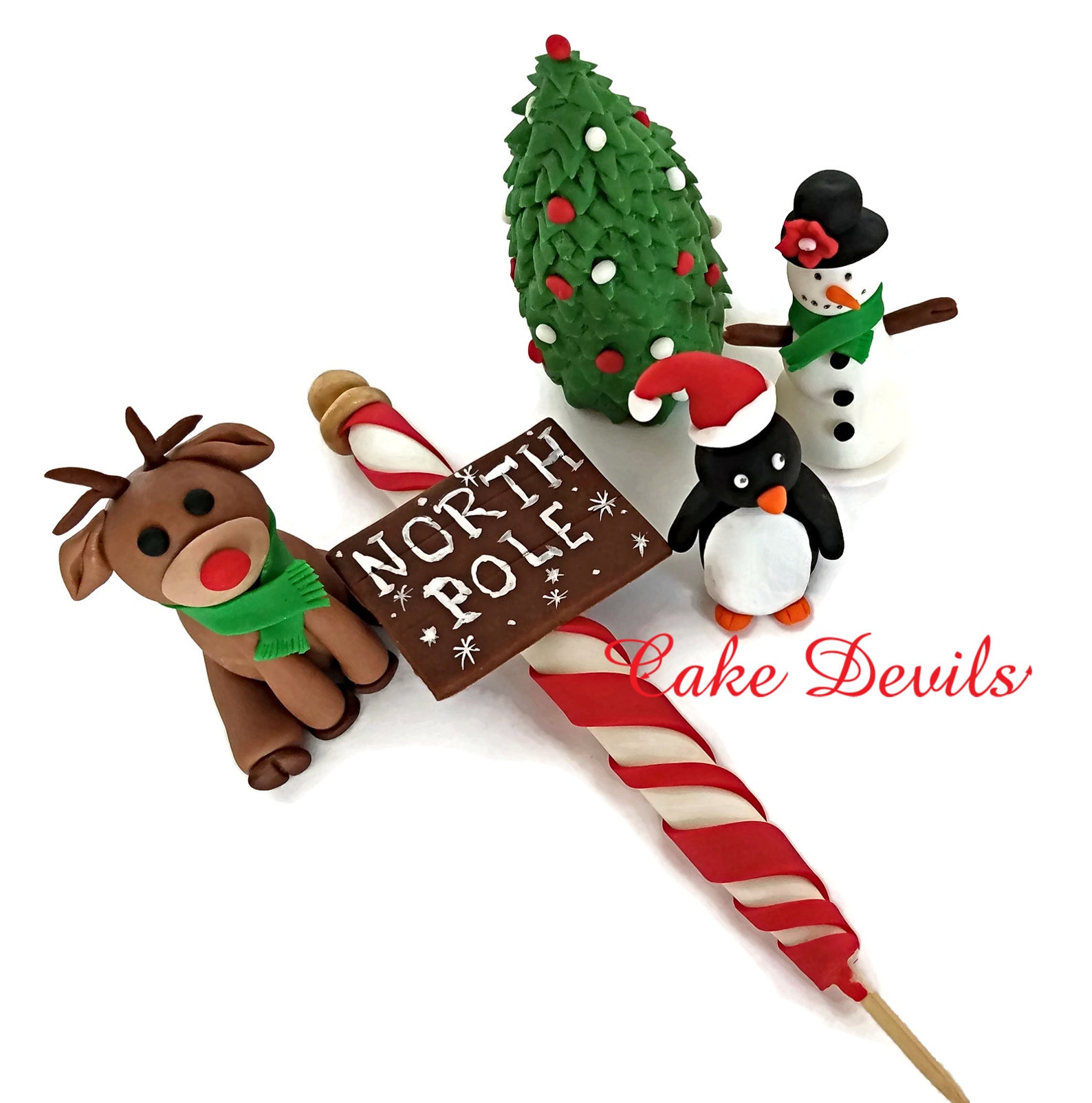 North Pole Holiday Cake Toppers Fondant Christmas | Etsy