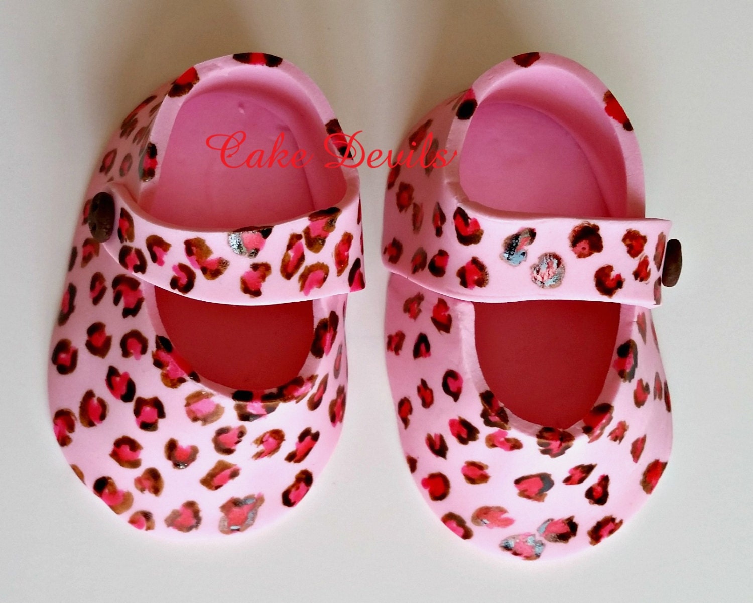 Leopard Print Fondant Baby Booties, Baby Shower, Handmade Cake Topper ...