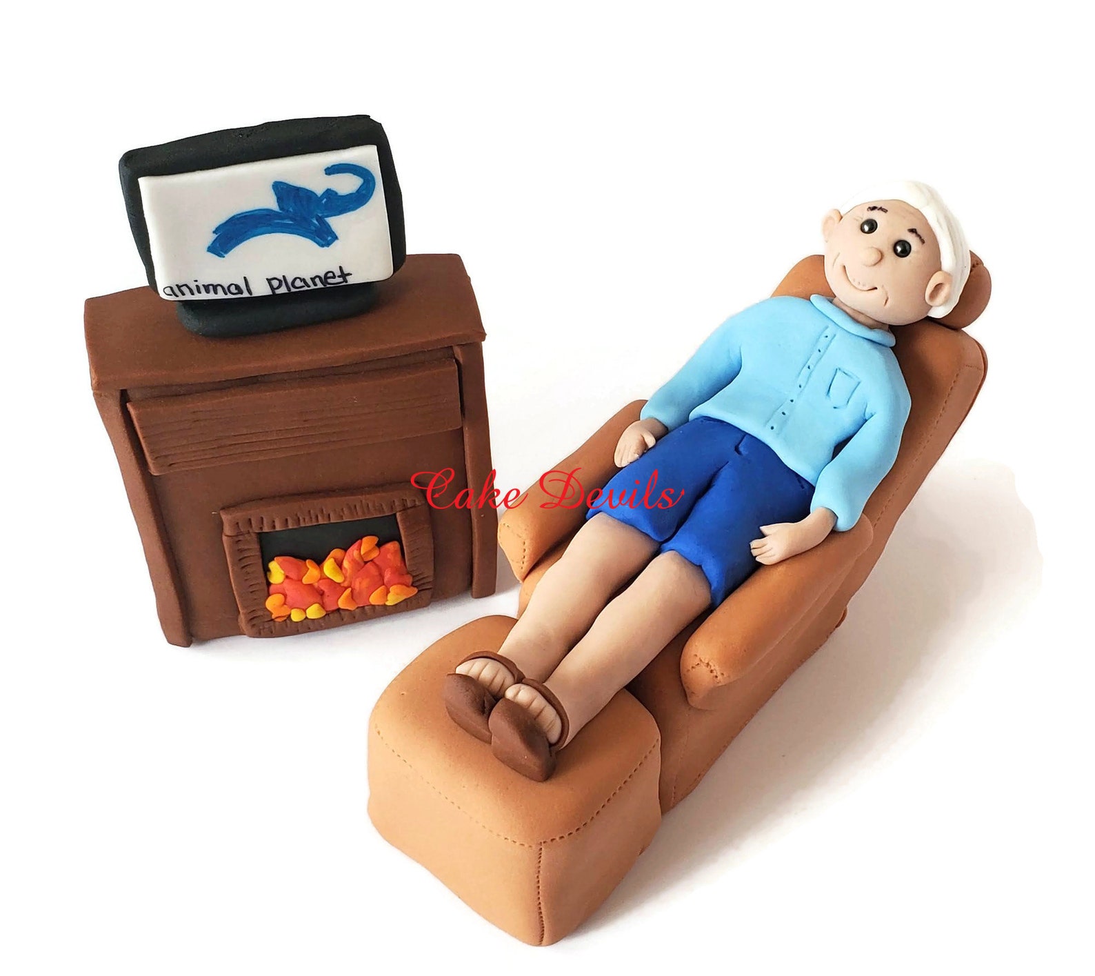 Man in Recliner Cake Topper Retirement Cake Topper Fondant - Etsy