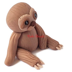 Fondant Baby Sloth Cake Topper, Handmade Little Sloth Sitting up Cake ...