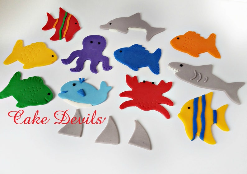 Ocean Life Fondant Cake Toppers Fish Cake Decorations Beach | Etsy