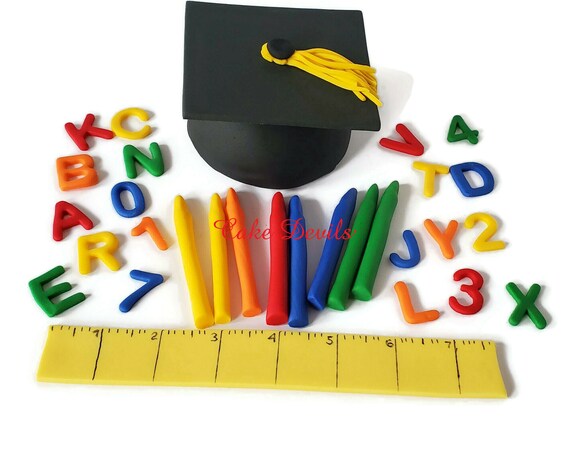Fondant Preschool or Kindergarten Graduation Themed Cake Toppers ...