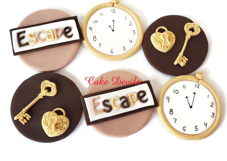 Escape Room Cupcake Toppers, Fondant Cake Decorations, Escape Party ...