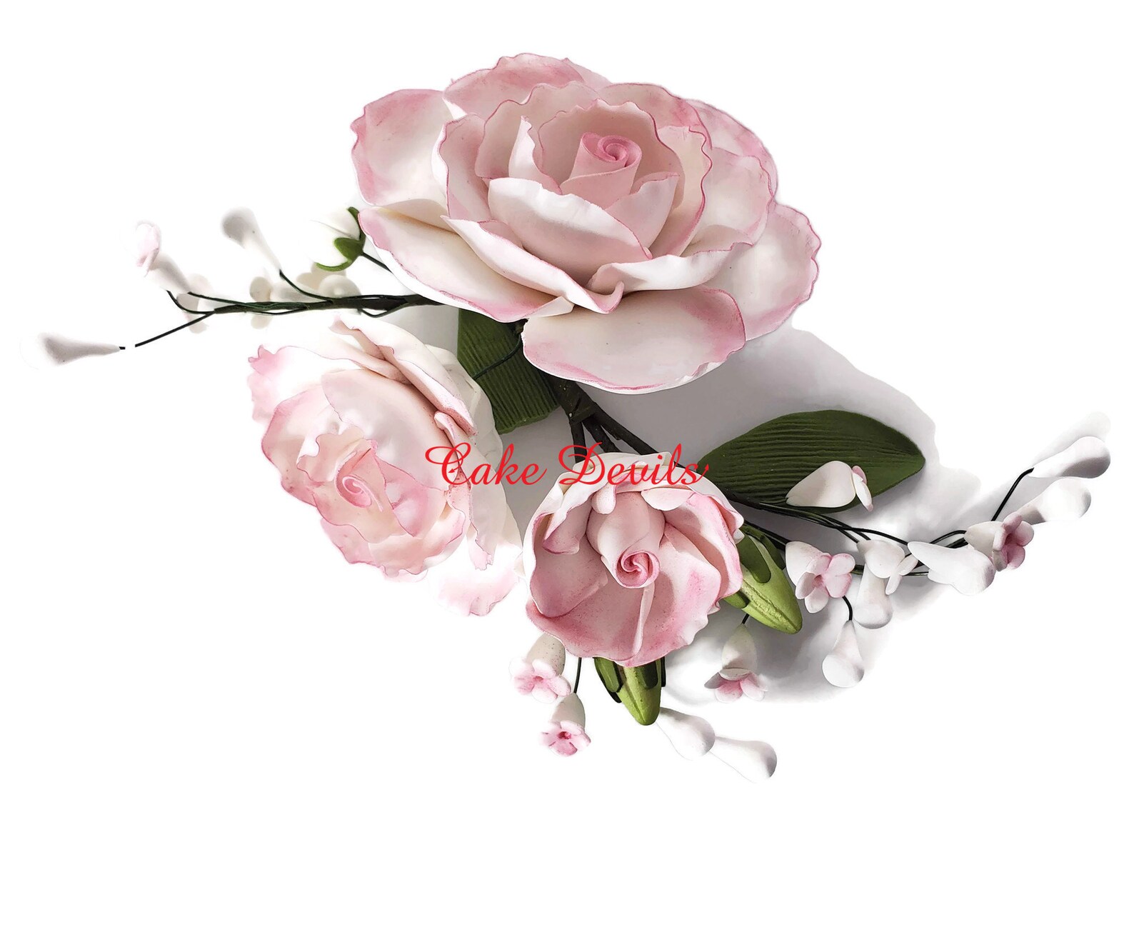 Fondant Flower Cake Topper Spray, Floral Wedding Cake Topper, Pink ...