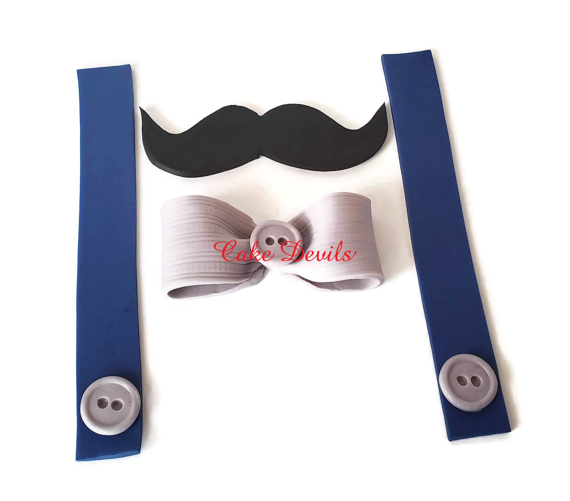 Fondant Little Man Cake Toppers, Mustache, Bow Tie, and Suspenders ...