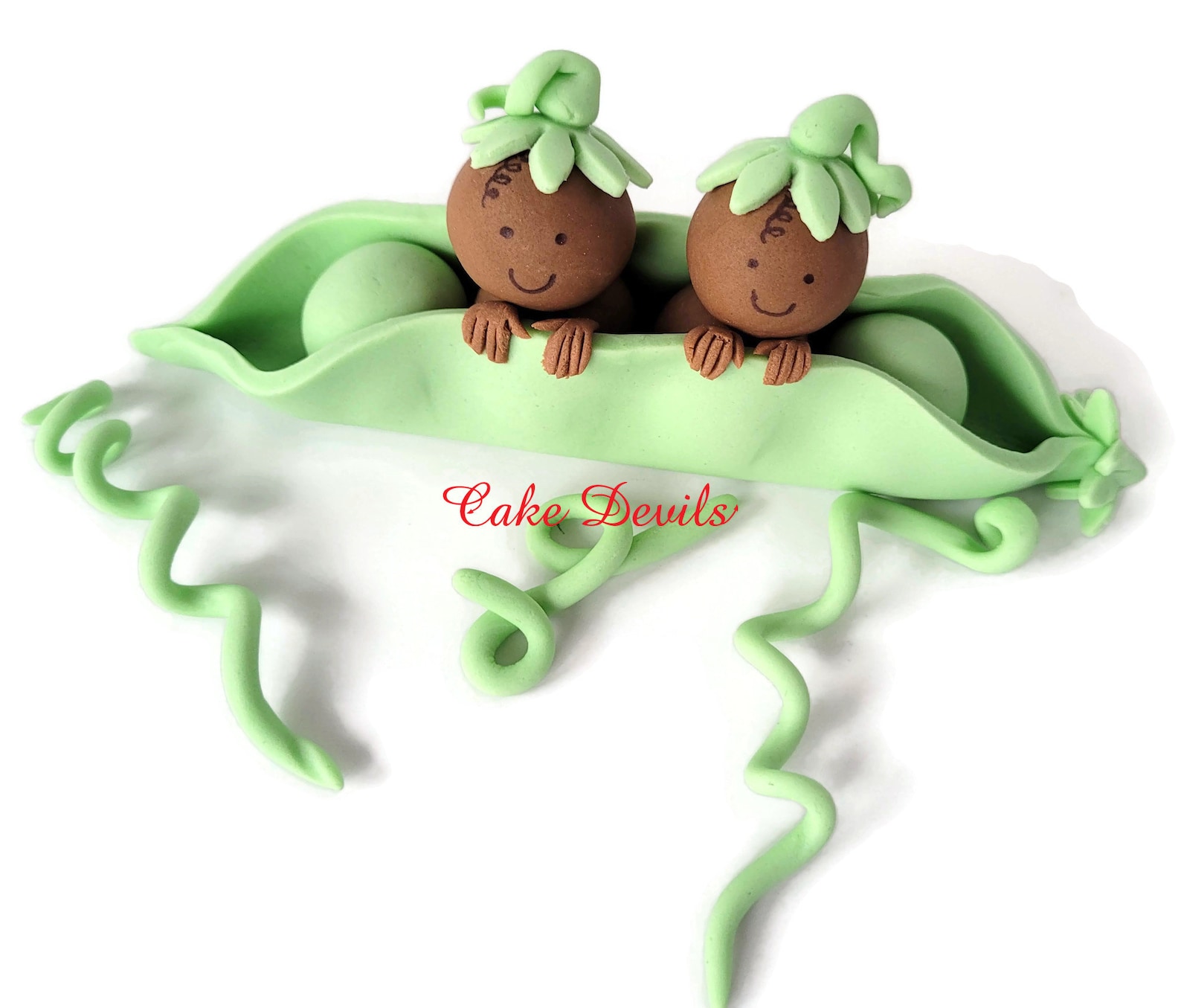 Two Peas in a Pod Baby Shower Cake Topper, Fondant Pea Pod Cake ...