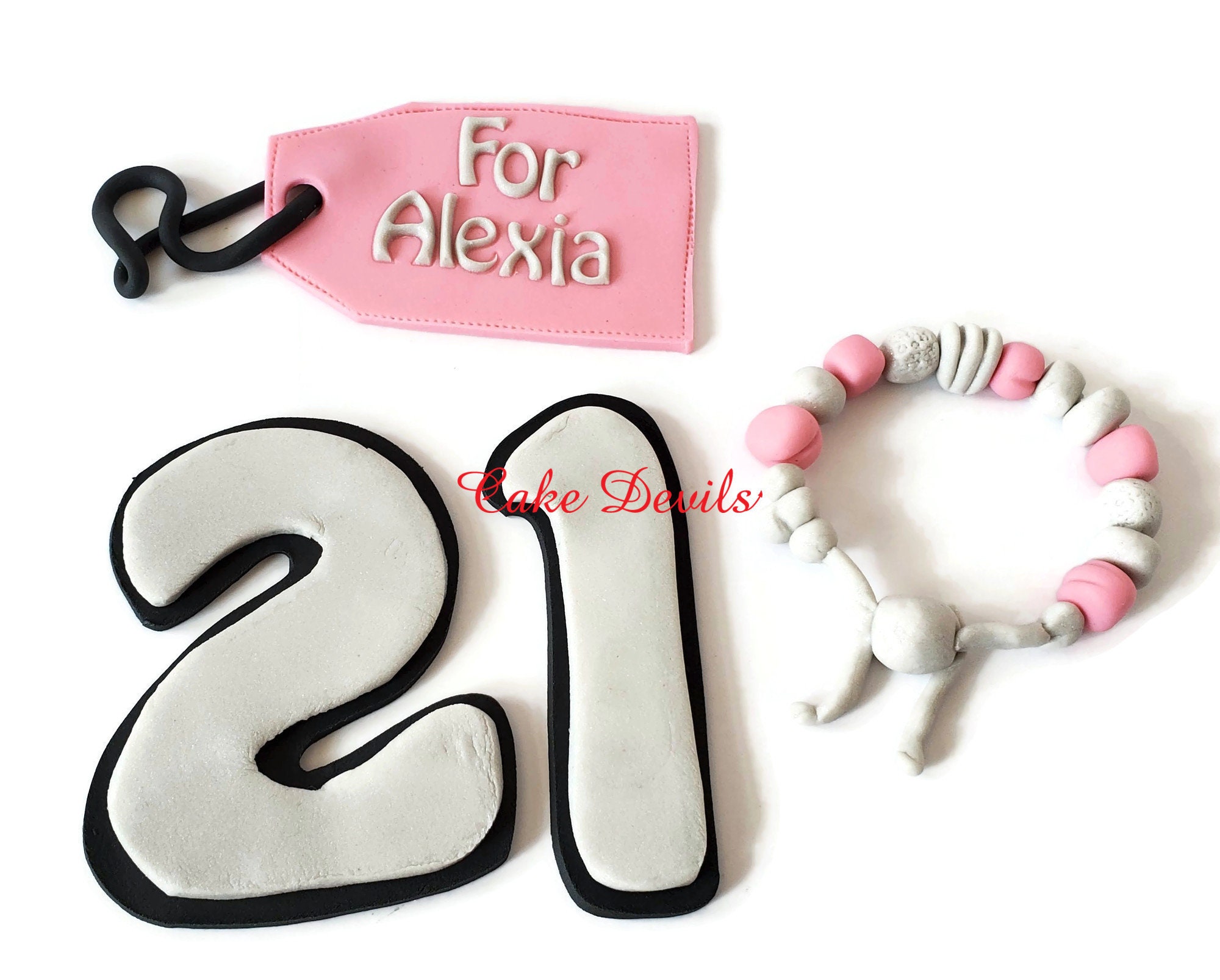 Fondant Shopping Cake Topper Set, Shopping Bag Cake, Braclet Cake ...
