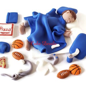 Messy Bed Cake Toppers, Handmade Fondant Cake Toppers for Teenage Boy ...