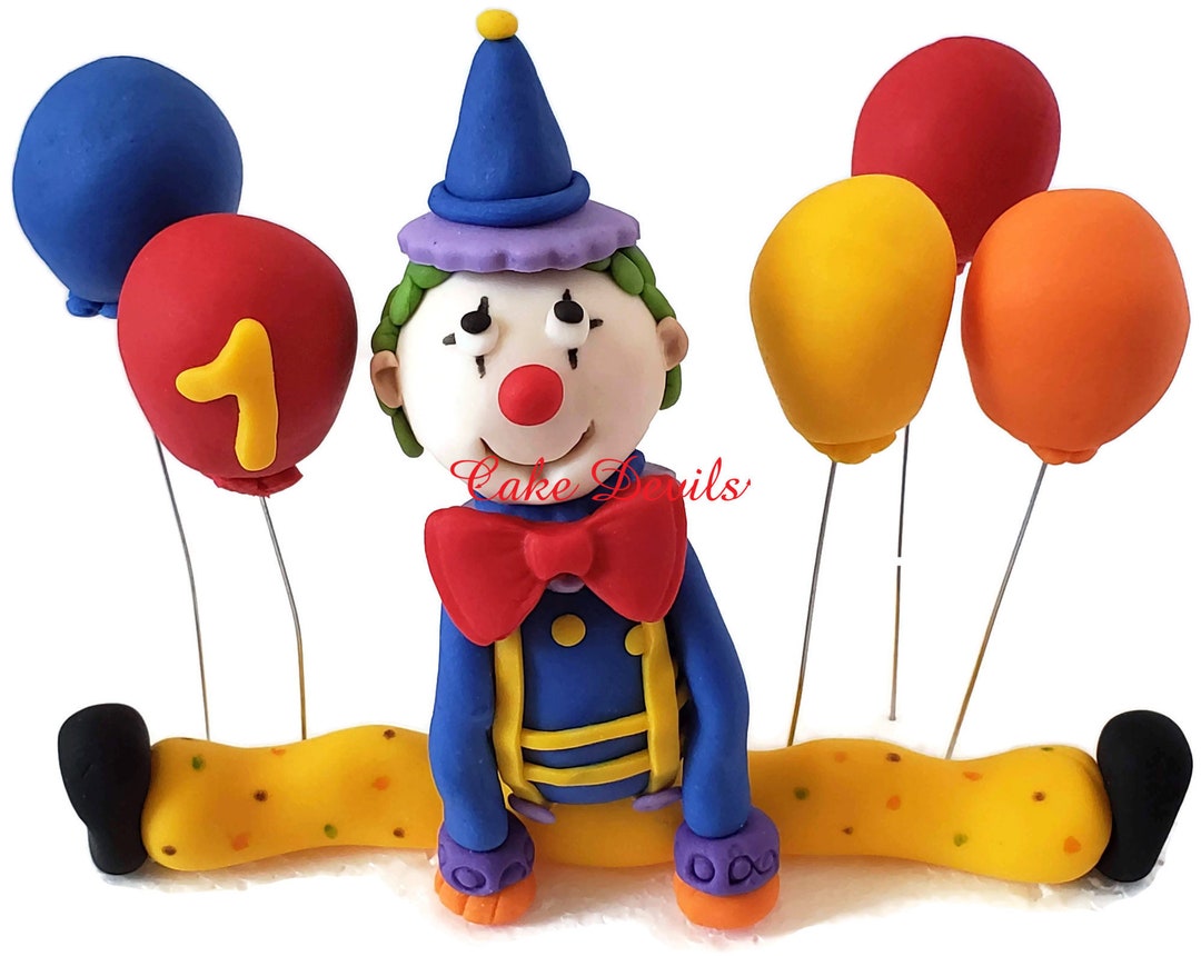 Fondant Clown, Circus Clown Cake Topper, 3D Fondant Balloons Cake ...