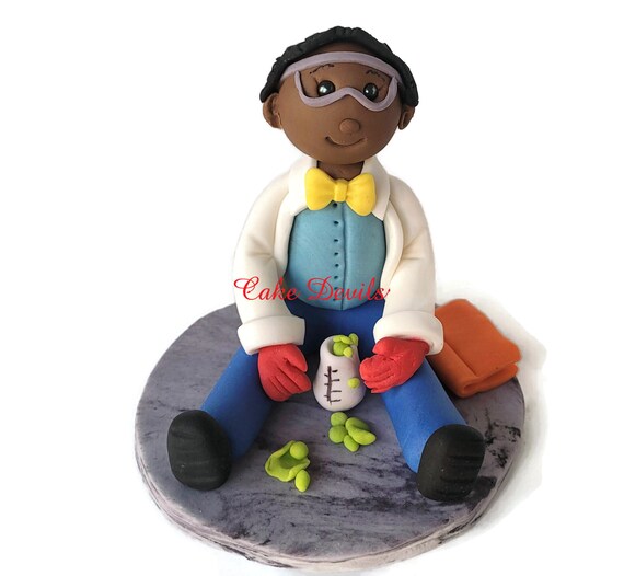 Scientist Cake Topper, Handmade Fondant cake Decoration, Science ...