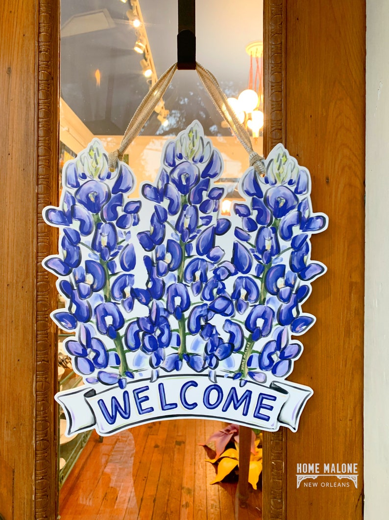 Bluebonnet Welcome Door Hanger: Home Malone New Orleans - Etsy