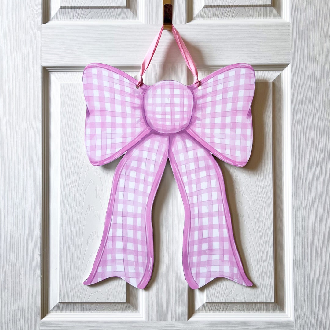 Pink Gingham Bow Door Hanger: Home Malone, New Orleans Artist, Pink ...