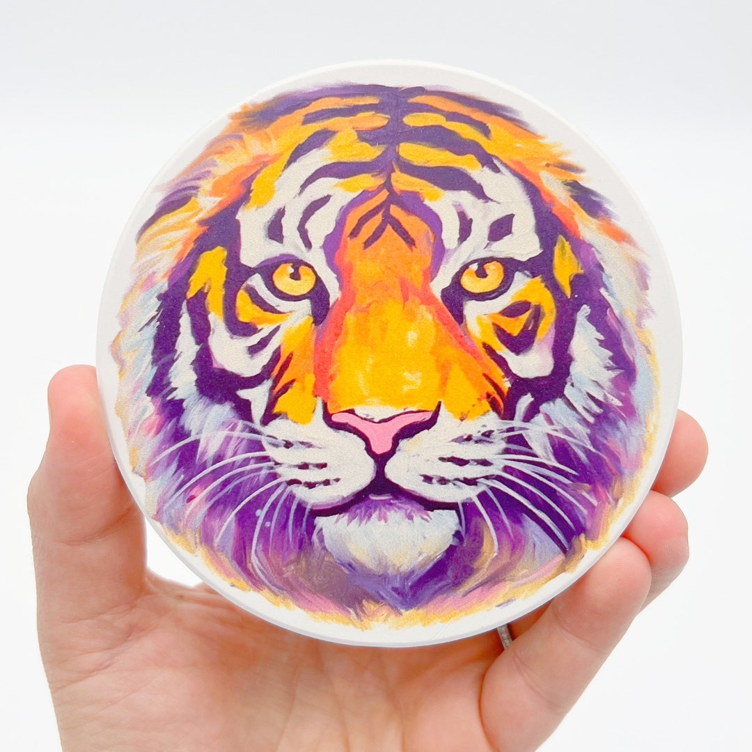 Purple and Gold Tiger Head Coaster - Home Malone New Orleans, Louisiana ...