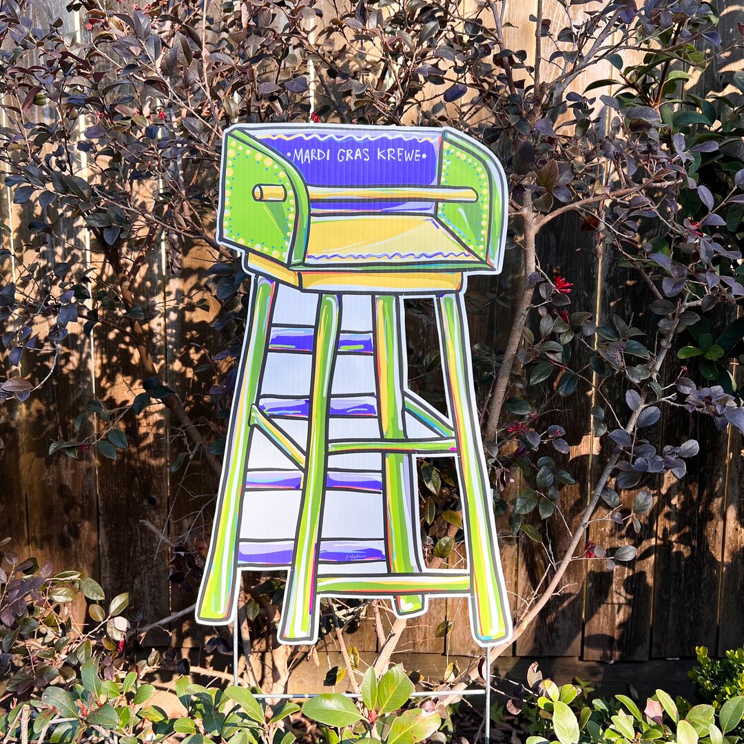 Mardi Gras Ladder Outdoor Yard Sign Decor Home Malone New Orleans, Made ...