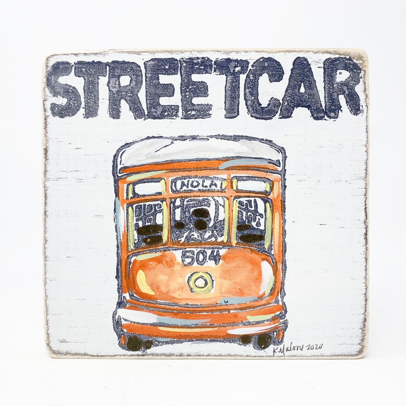 Streetcar: Wood Sign, New Orleans Art, New Orleans Gift, St Charles Ave ...
