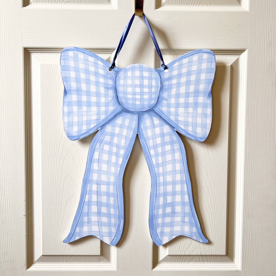Blue Gingham Bow Door Hanger: Home Malone, New Orleans Artist, Blue ...