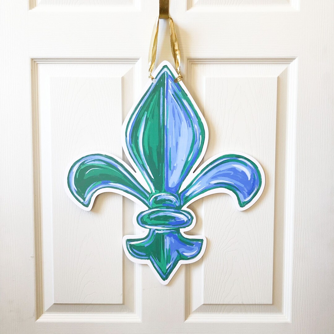 Green & Aqua Tulane Fleur De Lis Door Hanger: Home Malone, New Orleans ...