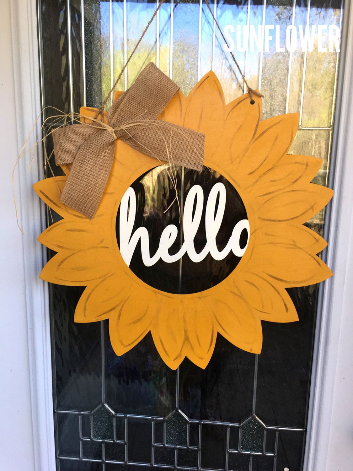 Hello Sunflower Door Hanger Sunflower Door Hanger Door Etsy