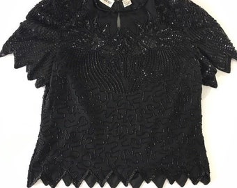 Black beaded top | Etsy