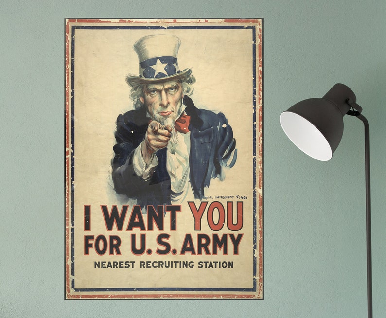Uncle Sam Poster I Want You for US Army Vintage Poster by - Etsy