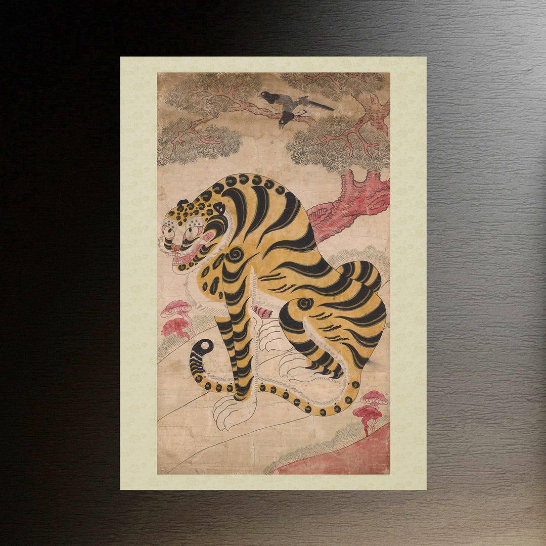 Minhwa Tiger & Magpie Wishing Good Luck Korean Antique Art - Etsy