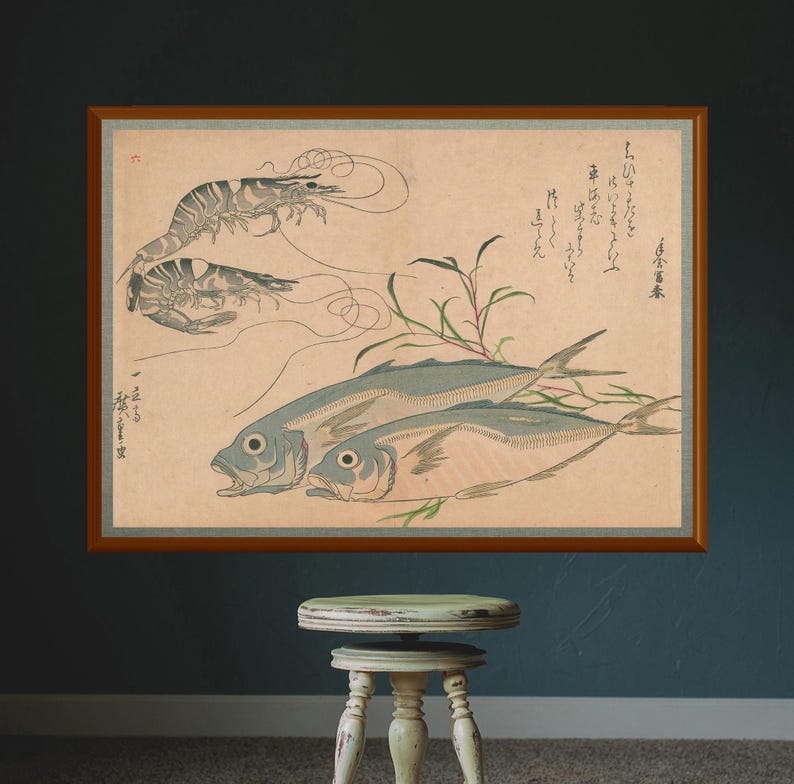 Vintage Japanese Fish Poster Ukiyoe Collection - Etsy