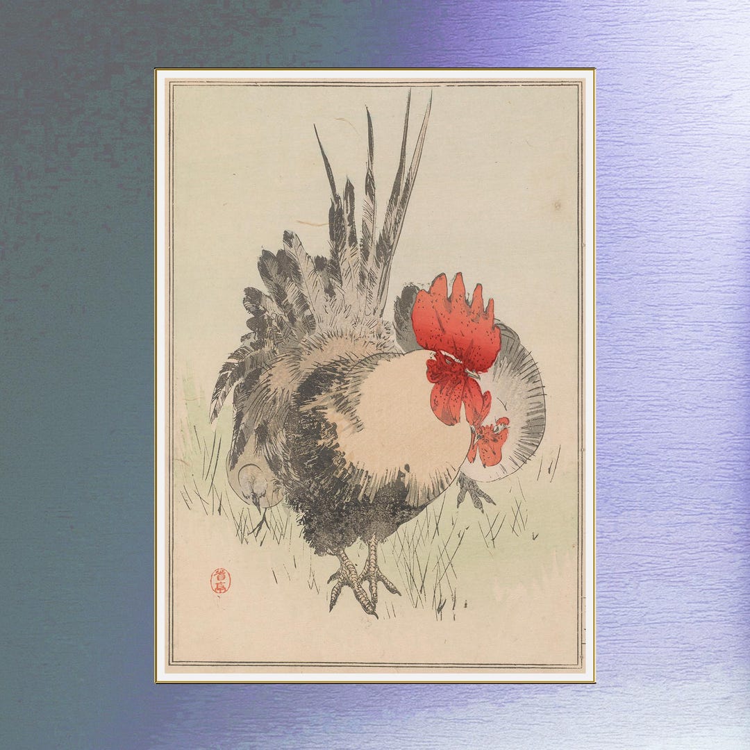 Rooster Hen Chicks Giclee Prints - Etsy