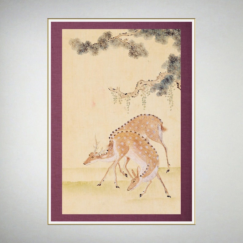 Korean Art Animal Painting Crane Frog Deer Horse - Etsy