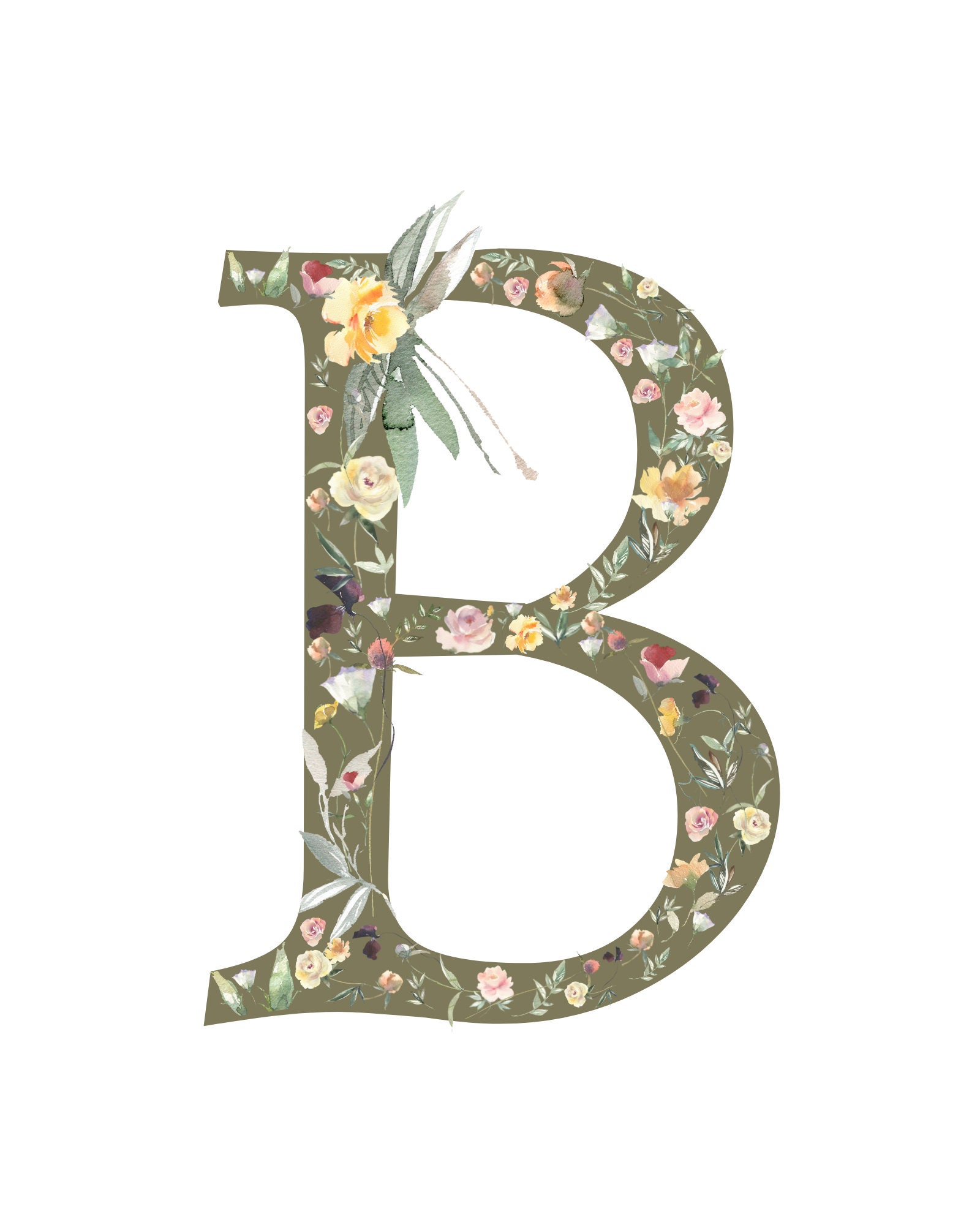 Monogram Floral B, Letter B Sign, Digital Print, Baby Shower, Bridal ...
