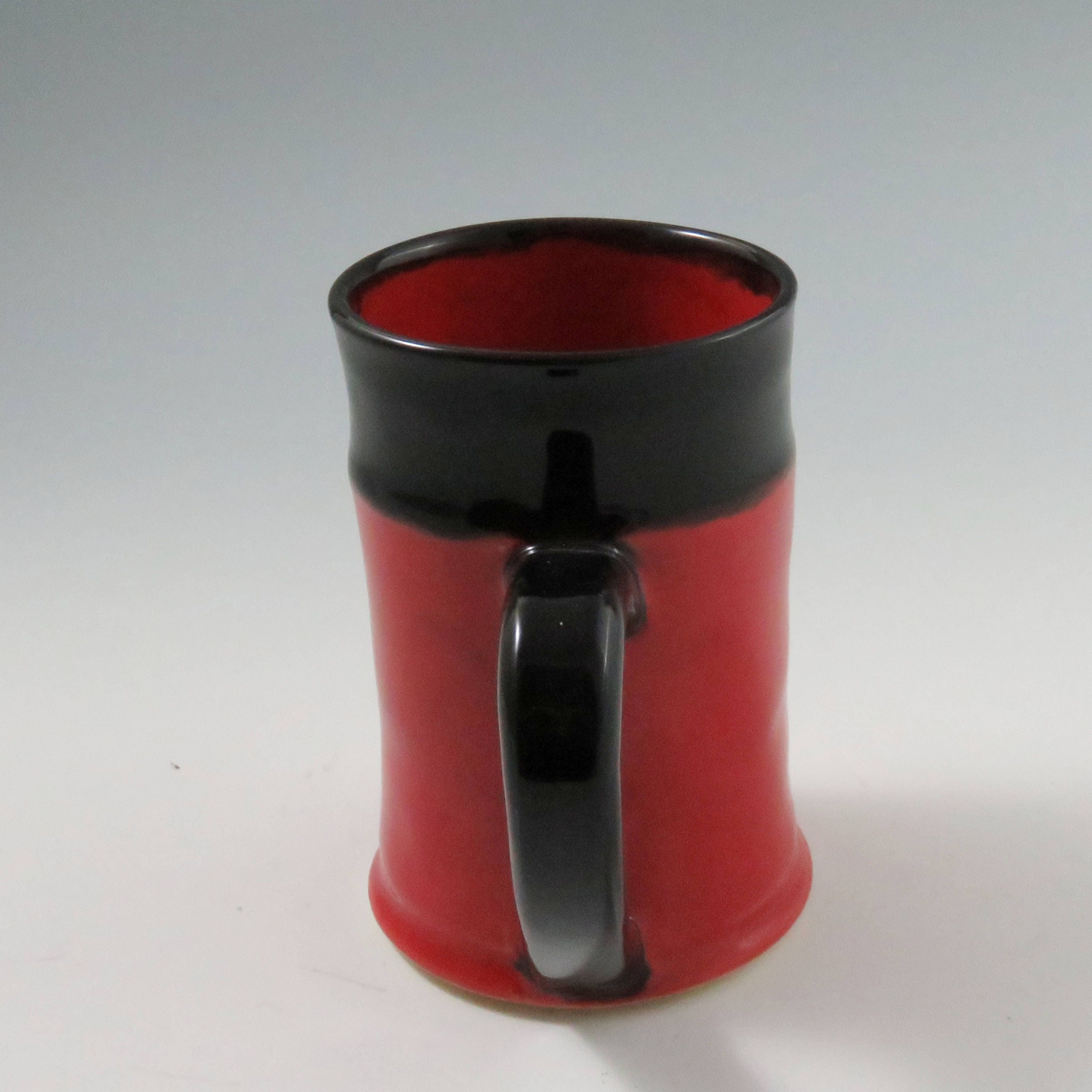 Red Pottery Mug,Black Ceramic Mugs,Red Ceramic Mugs,Ready to Ship,Red ...