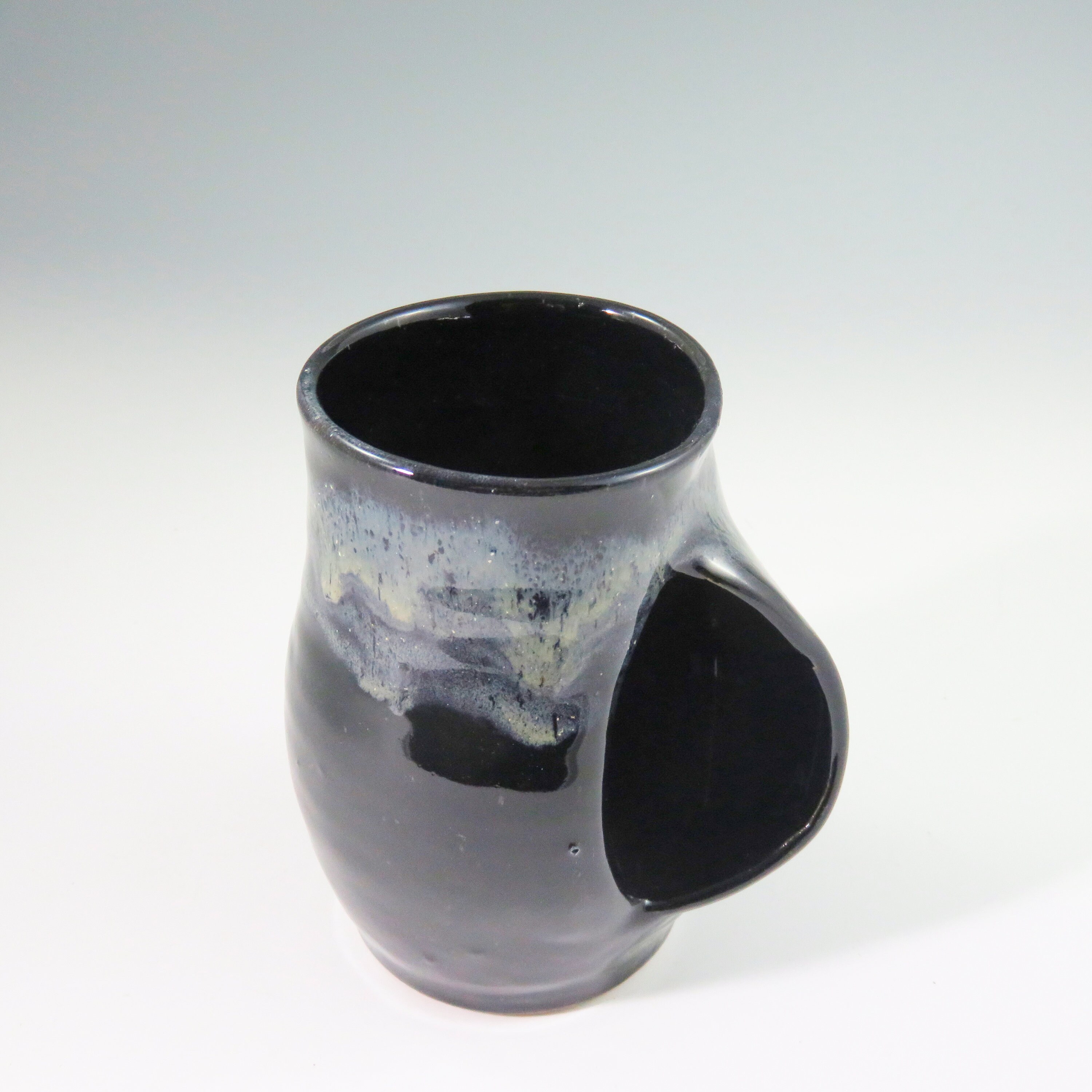 Hand Warmer Mug,Black Pottery Mug,Ready to Ship,Black Handless Mug ...